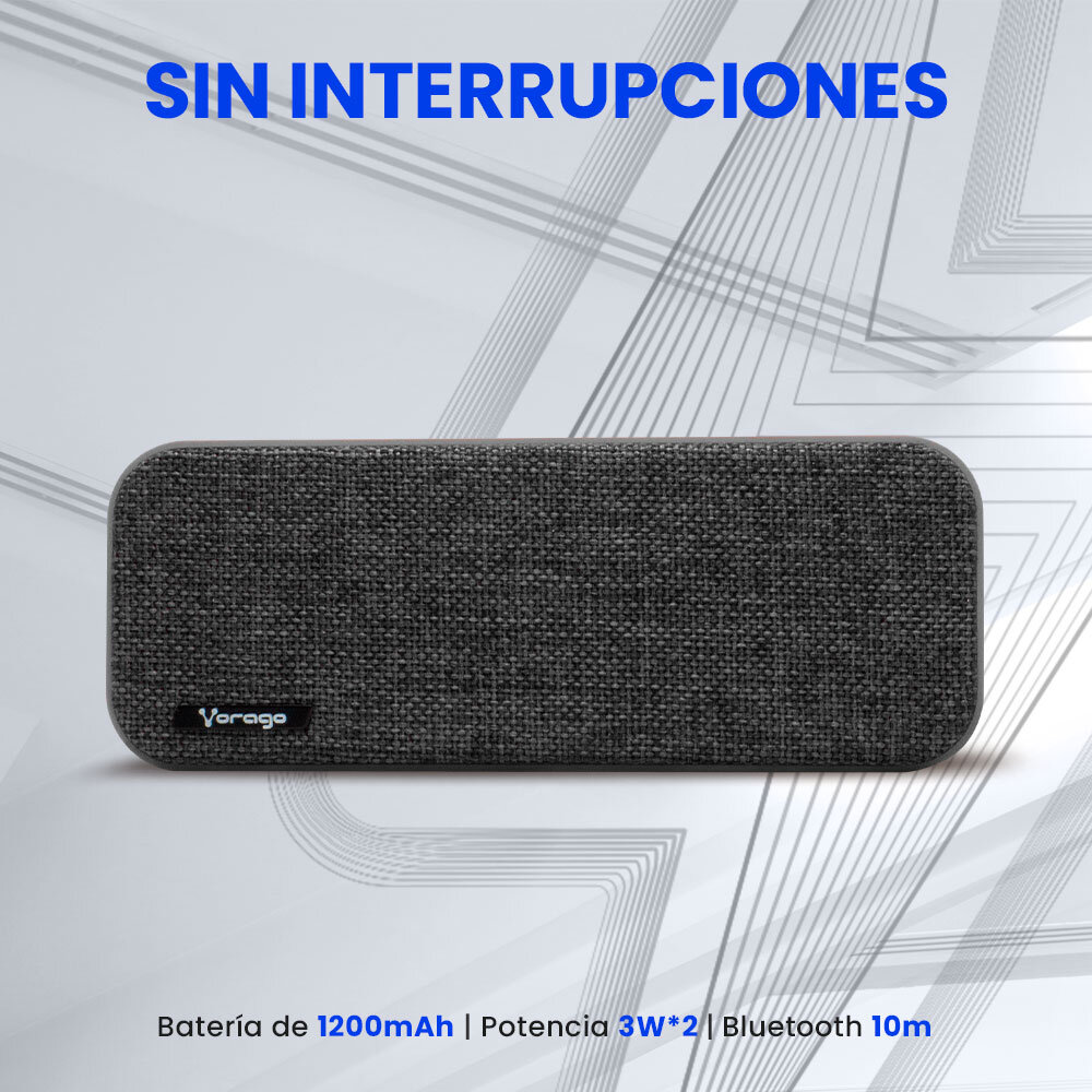 Bocina Bluetooth Vorago Bsp-150-Gry / Msd / Usb / 3.5Mm Tela Gris