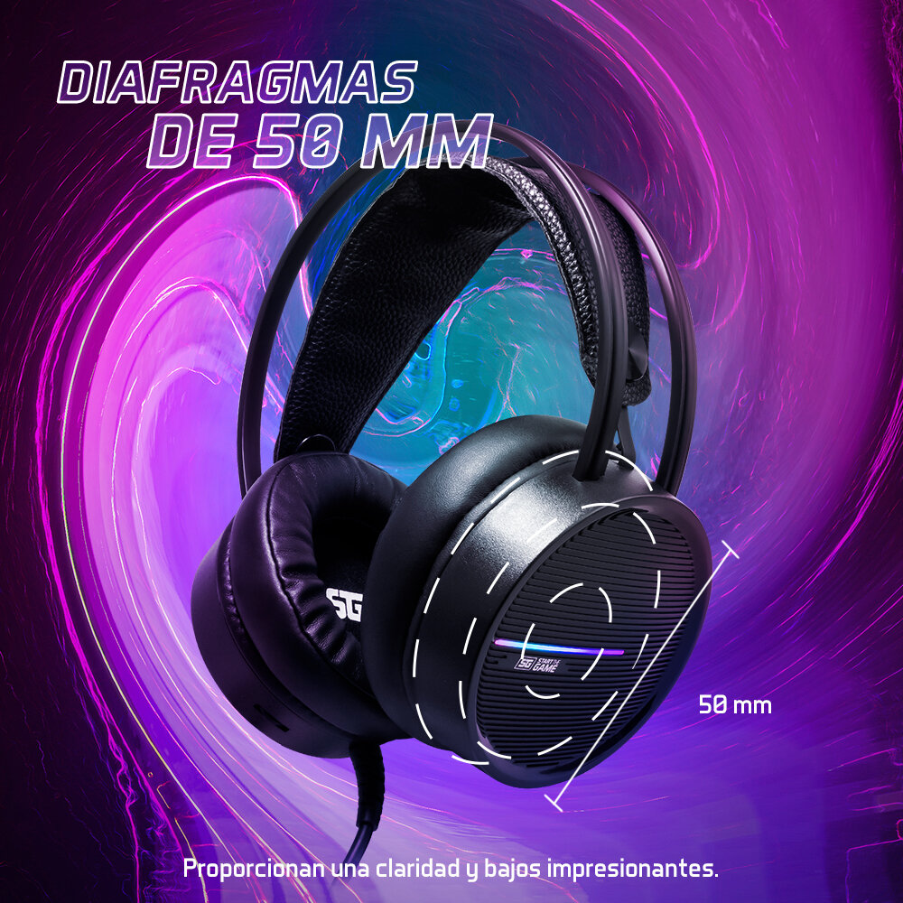 Diadema Gamer Vorago Start The Game Hs-502 3.5Mm Rgb 50Mm Negro